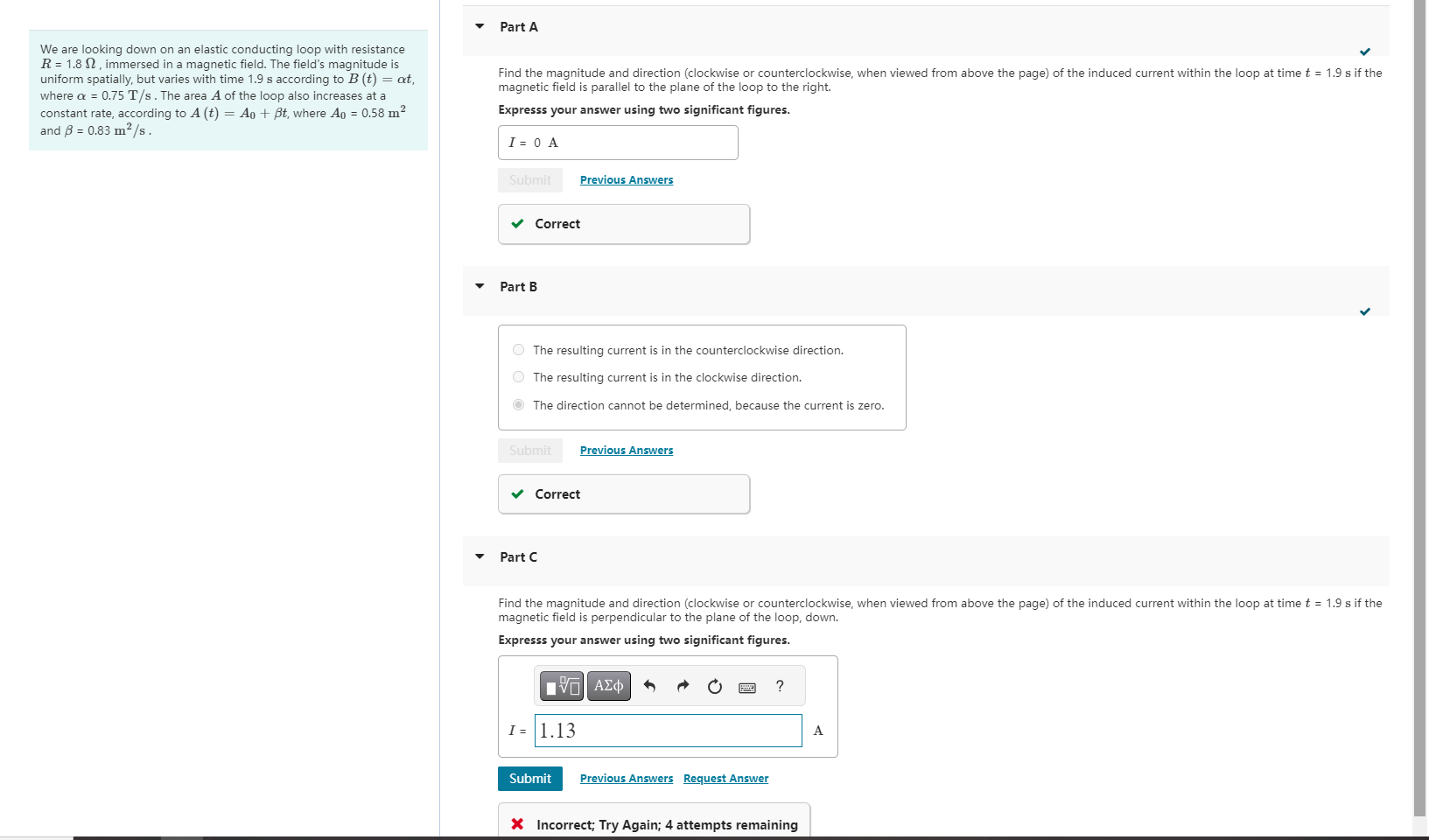 Solved We are looking down on an elastic conducting loop | Chegg.com