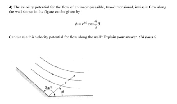 Solved 4) The velocity potential for the flow of an | Chegg.com