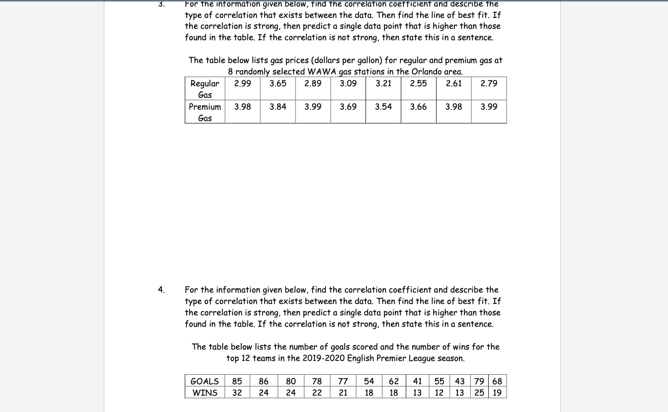 Solved type of correlation that exists between the data. | Chegg.com