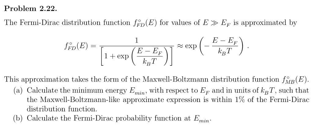 Problem 2.22. The Fermi-Dirac distribution function | Chegg.com
