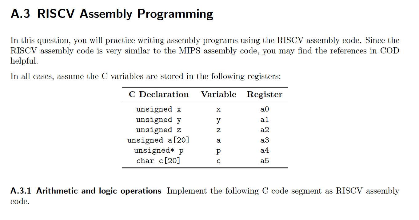 A.3 RISCV Assembly Programming In this question, you | Chegg.com