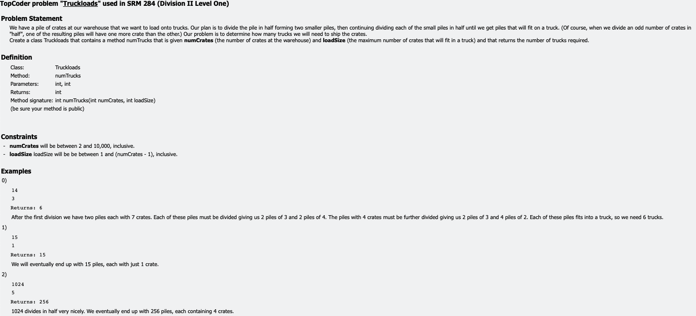 Solved Please write the code in C++!1) Calculateing trucks | Chegg.com