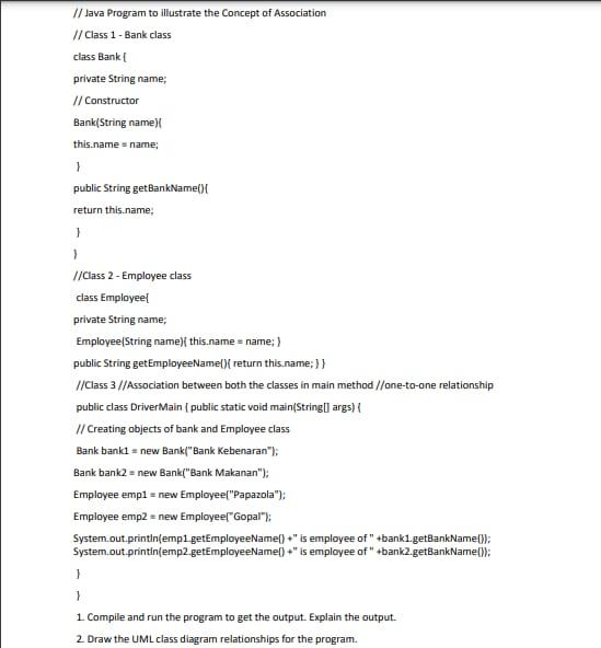 Solved // lava Program to illustrate the Concept of | Chegg.com
