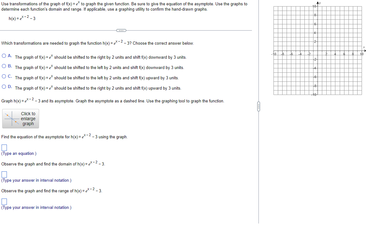 Solved Use transformations of the graph of f(x)=ex ﻿to graph | Chegg.com
