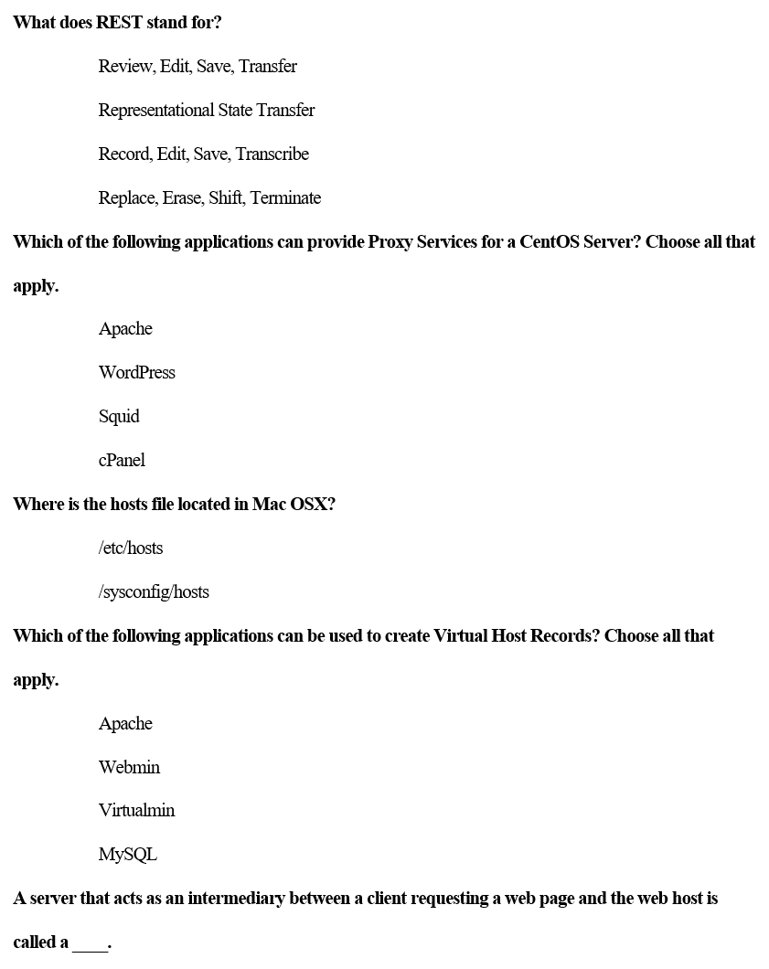 Solved What does REST stand for? Review, Edit, Save, | Chegg.com