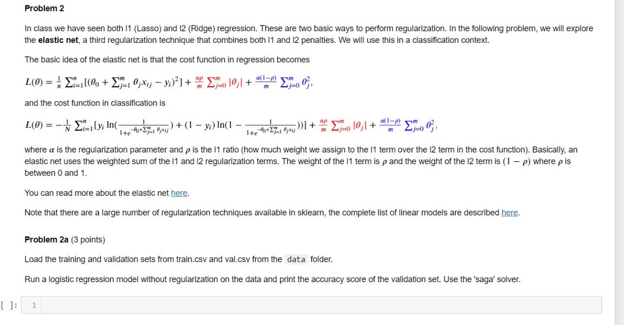 In class we have seen both 11 (Lasso) and I2 (Ridge) | Chegg.com