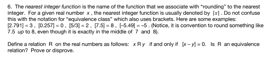 Solved 6 The Nearest Integer Function Is The Name Of The 8514