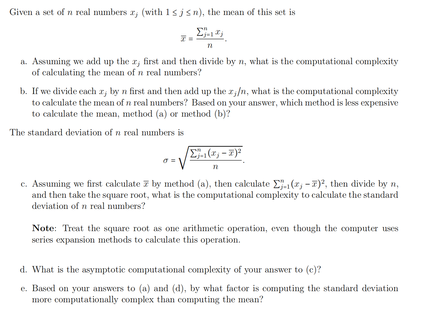 Given a set of n real numbers xj (with 1≤j≤n ), the | Chegg.com