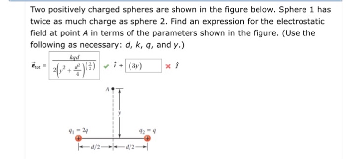 Solved Two positively charged spheres are shown in the | Chegg.com