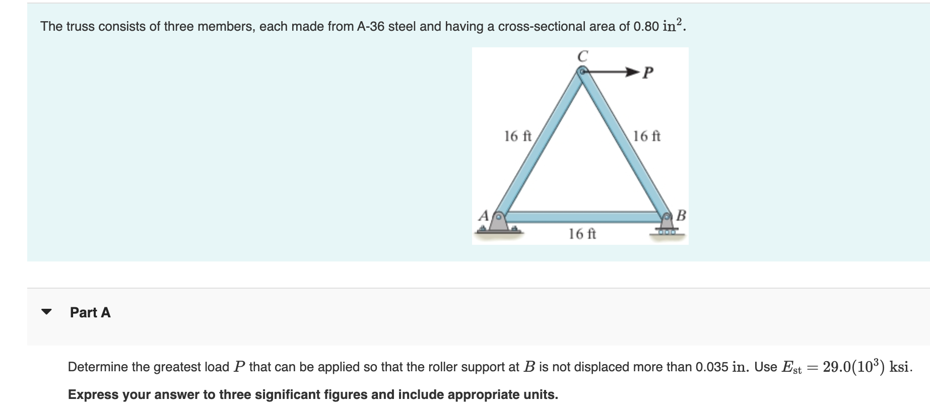 Solved The truss consists of three members, each made from | Chegg.com