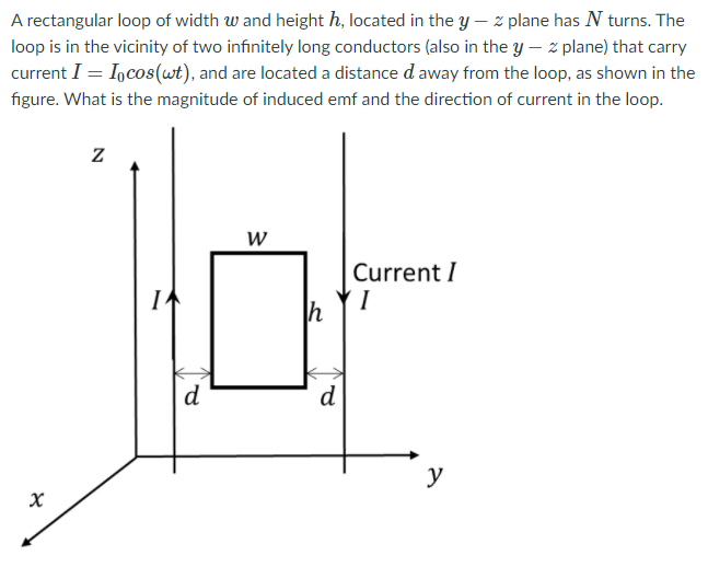 Solved A rectangular loop of width w and height h, located | Chegg.com