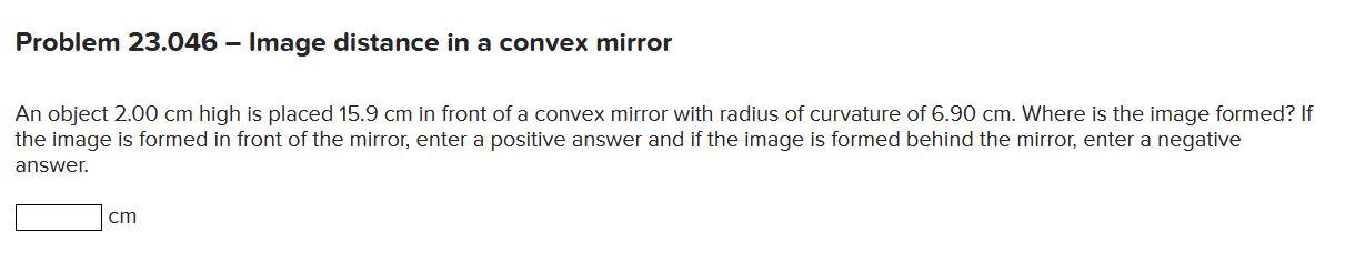 Solved Problem 23.046 - Image distance in a convex mirror An | Chegg.com