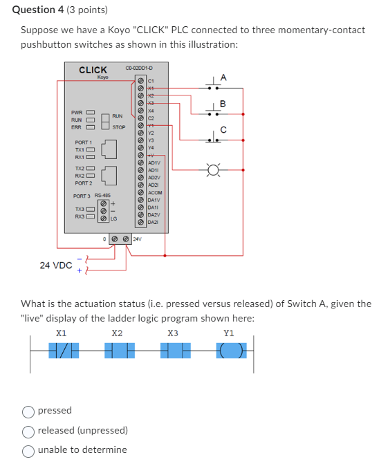 Solved Suppose We Have A Koyo Click Plc Connected To Three