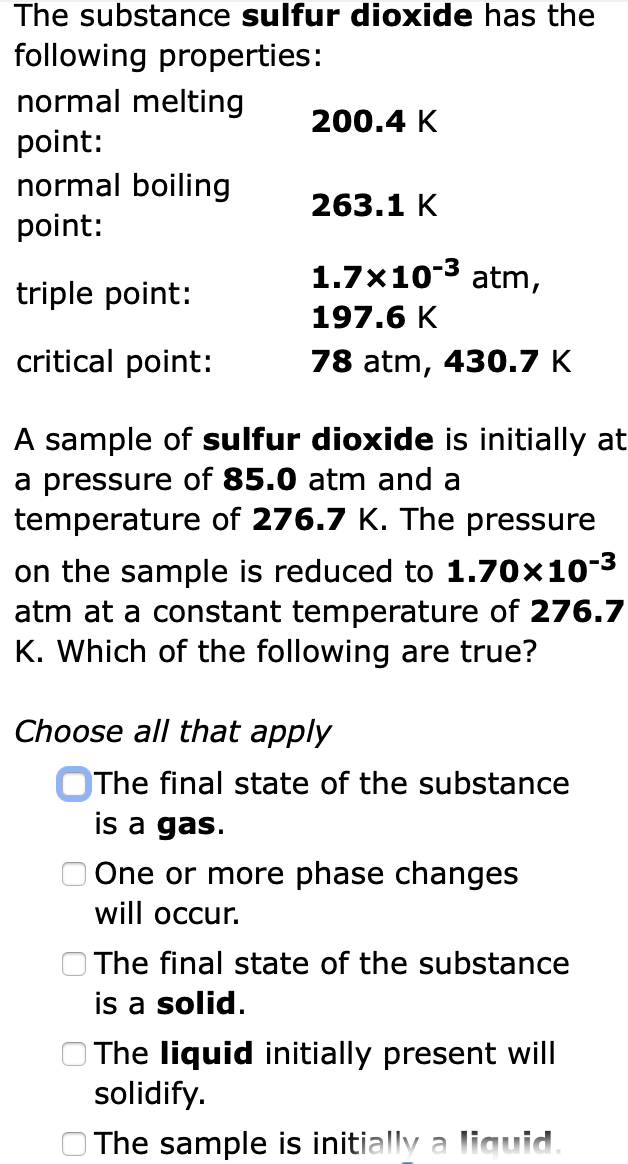 Solved The substance krypton has the following properties: | Chegg.com