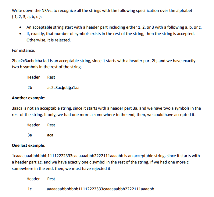 Solved Write down the NFA-e to recognize all the strings | Chegg.com