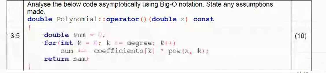 Solved Analyse the below code asymptotically using Big-O | Chegg.com
