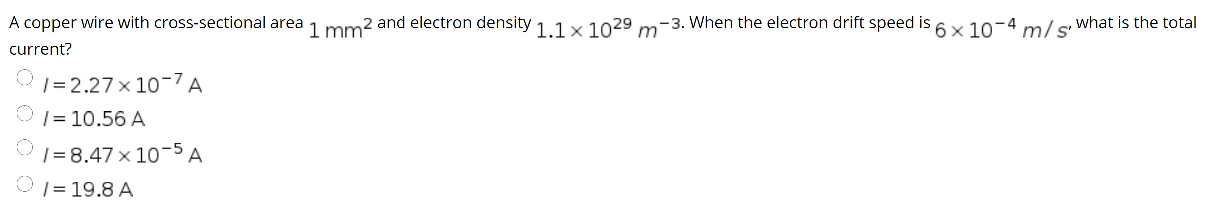 Solved A copper wire with cross-sectional area 1 mm2 and | Chegg.com