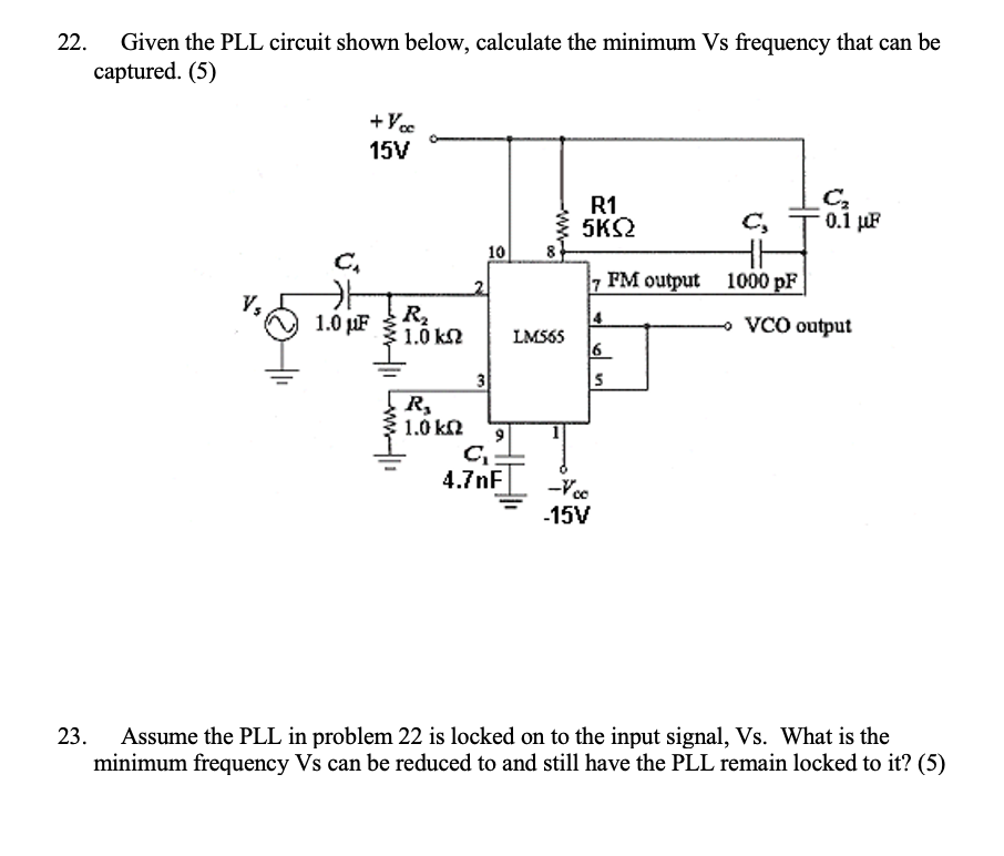 Solved 22. Given the PLL circuit shown below, calculate the | Chegg.com