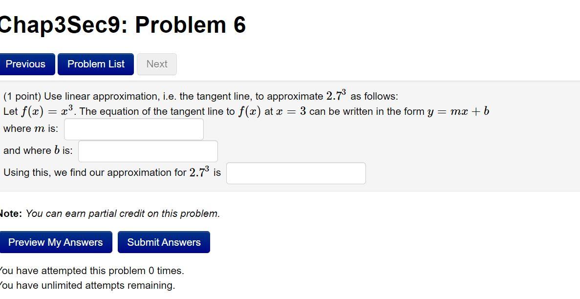 Solved Chap3Sec9: Problem 6 Previous Problem List Next (1 | Chegg.com