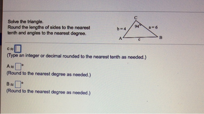 Solved Solve the triangle. Round the lengths of sides to | Chegg.com