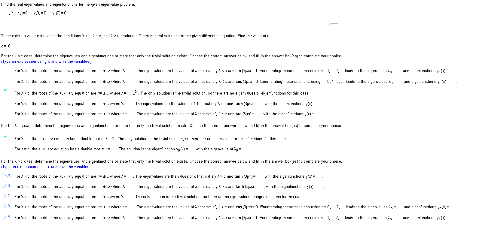 Solved Find the real eigenvalues and eigenfunctions for the | Chegg.com