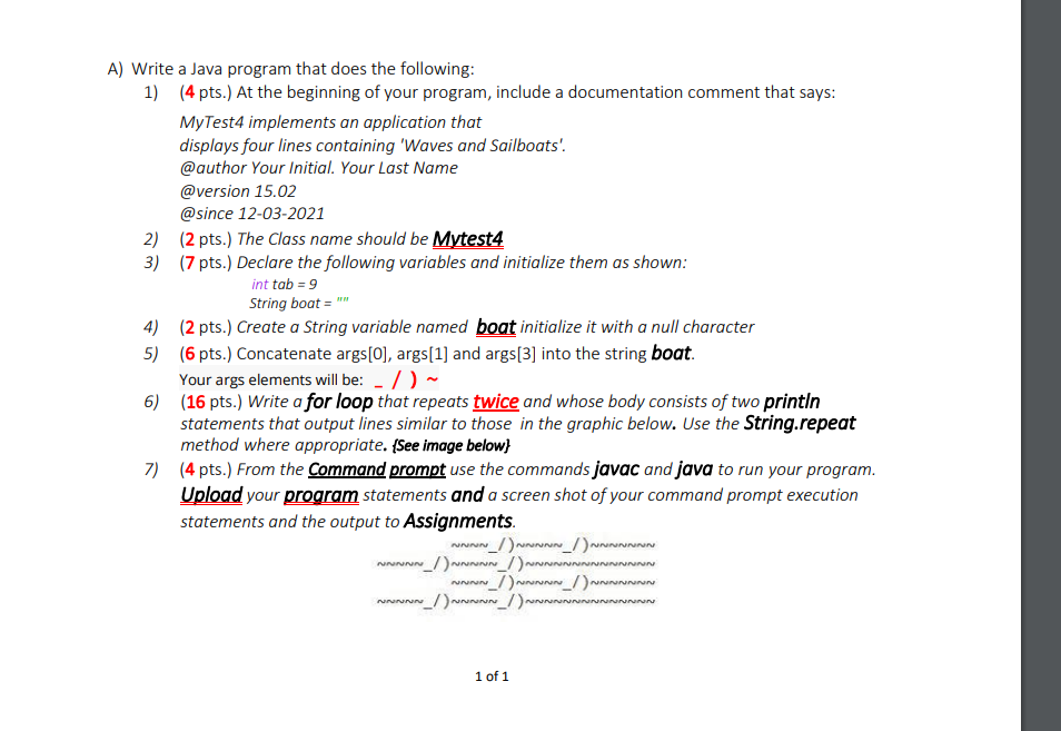 Solved A) Write a Java program that does the following: 1) | Chegg.com