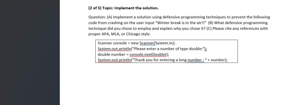 Solved (2 of 5) Topic: Implement the solution. Question: (A) | Chegg.com