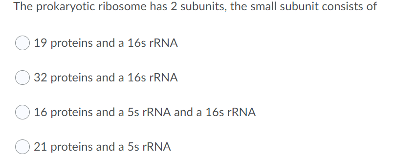 Solved The prokaryotic ribosome has 2 subunits, the small | Chegg.com