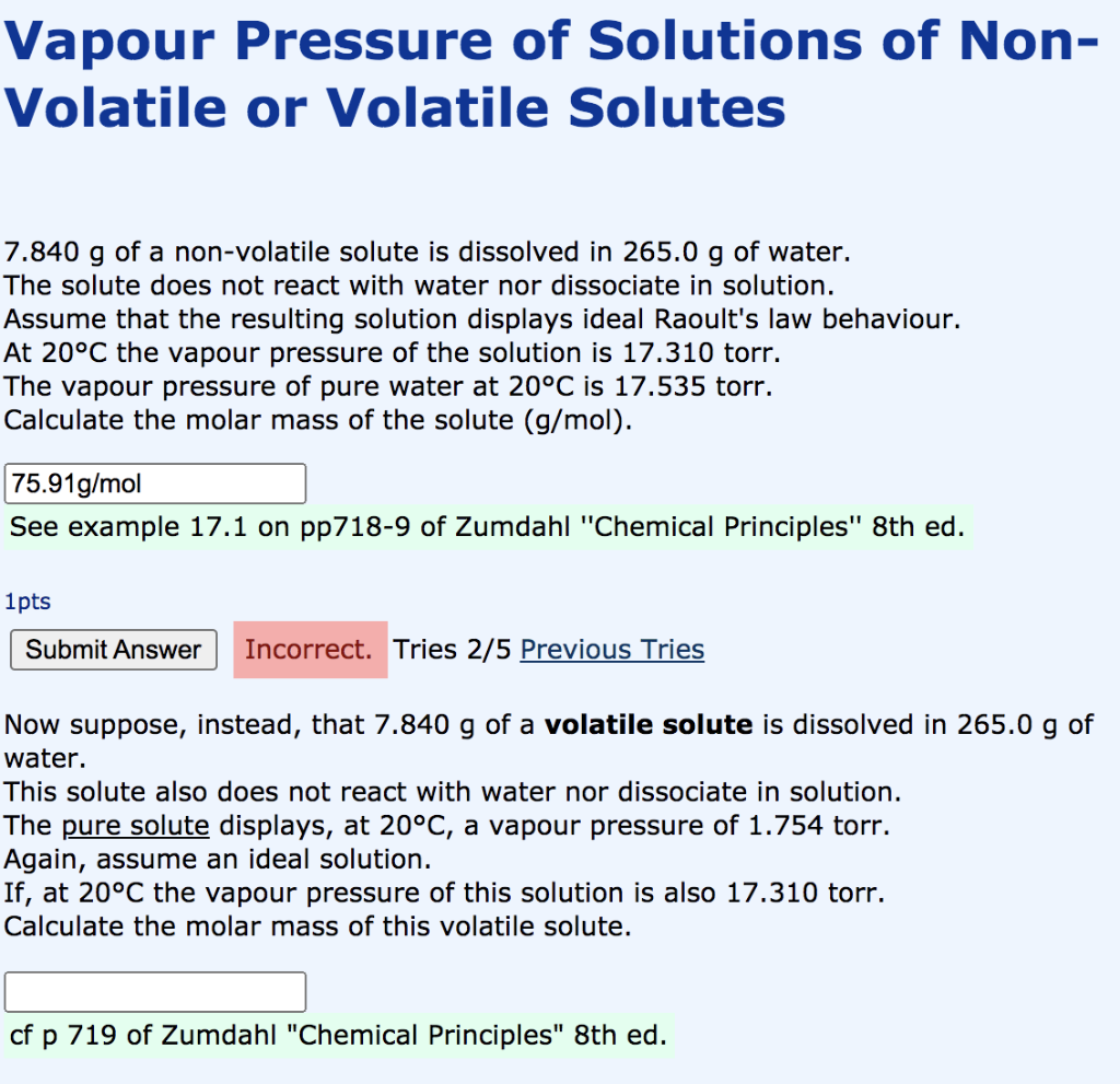 Solved Vapour Pressure of Solutions of Non- Volatile or | Chegg.com