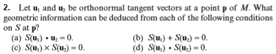 Solved Let S denote the shape operator, that is at a point | Chegg.com