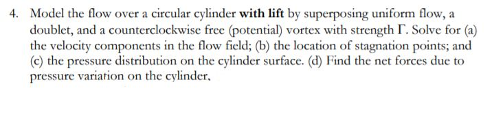 Solved 4. Model the flow over a circular cylinder with lift | Chegg.com