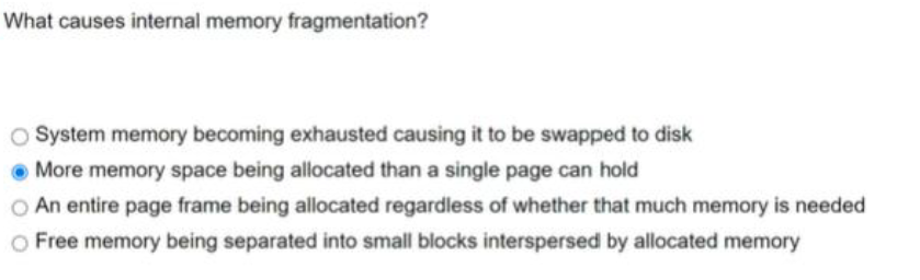 Solved What Causes Internal Memory Fragmentationsystem 