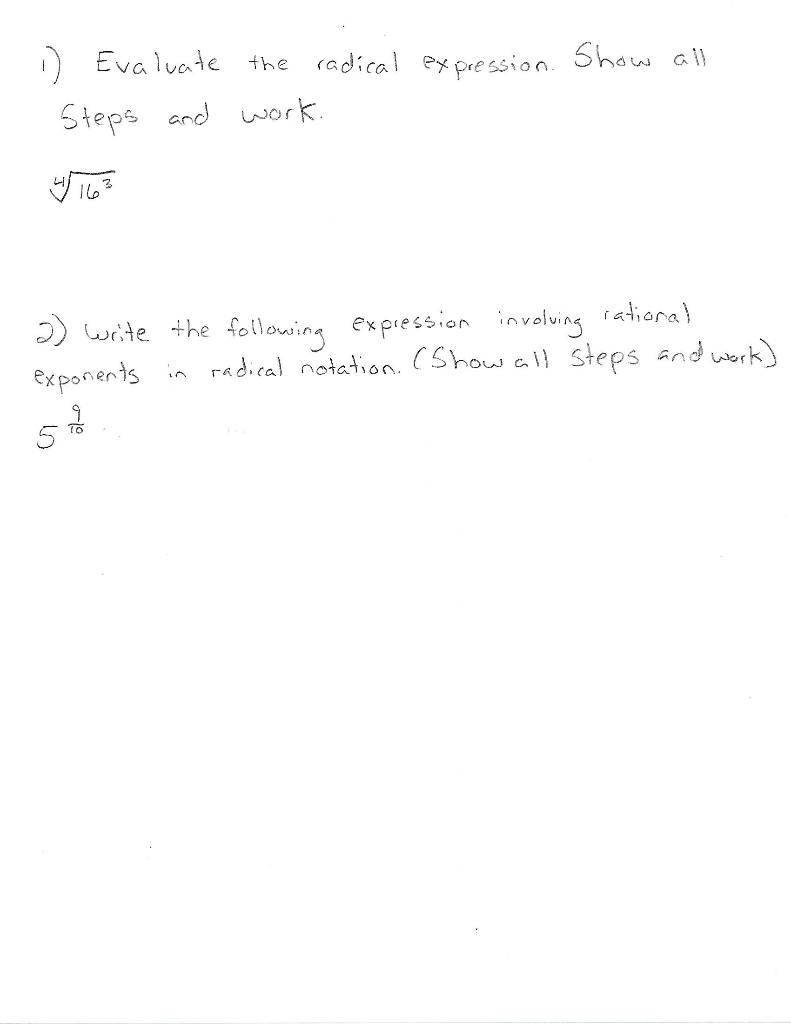 Solved Evaluate the radical expression. Show all Steps and | Chegg.com