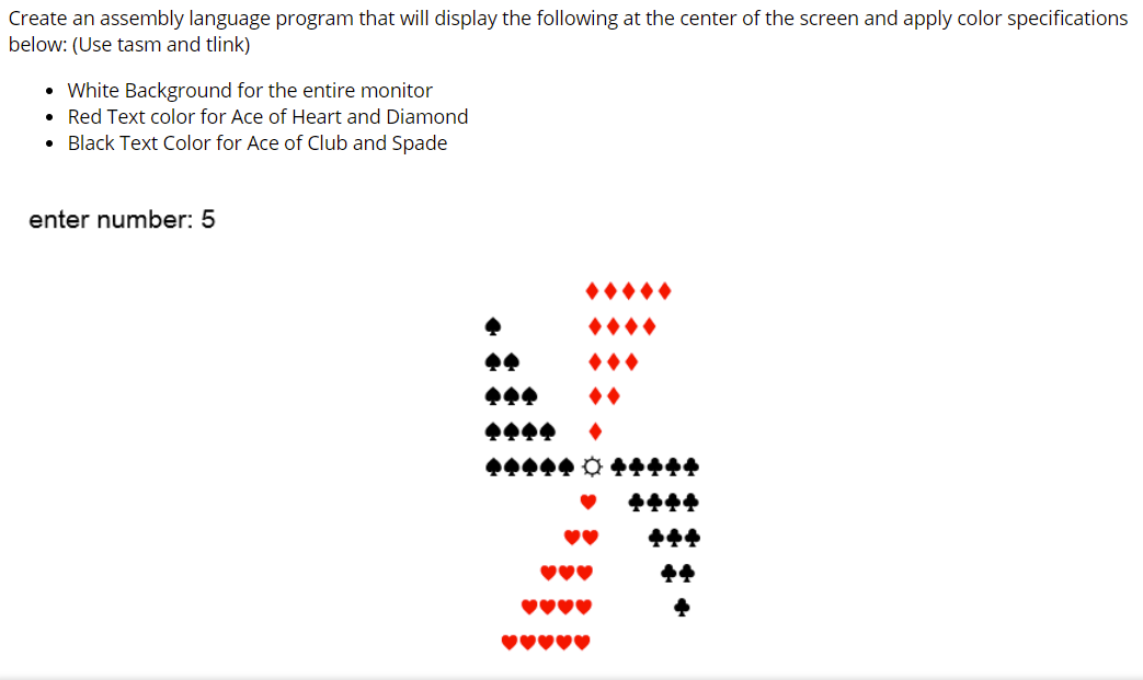 Solved Create an assembly language program that will display | Chegg.com