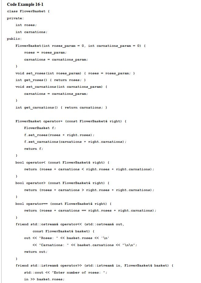 Solved Code Example 16-1 class FlowerBasket { private: int | Chegg.com