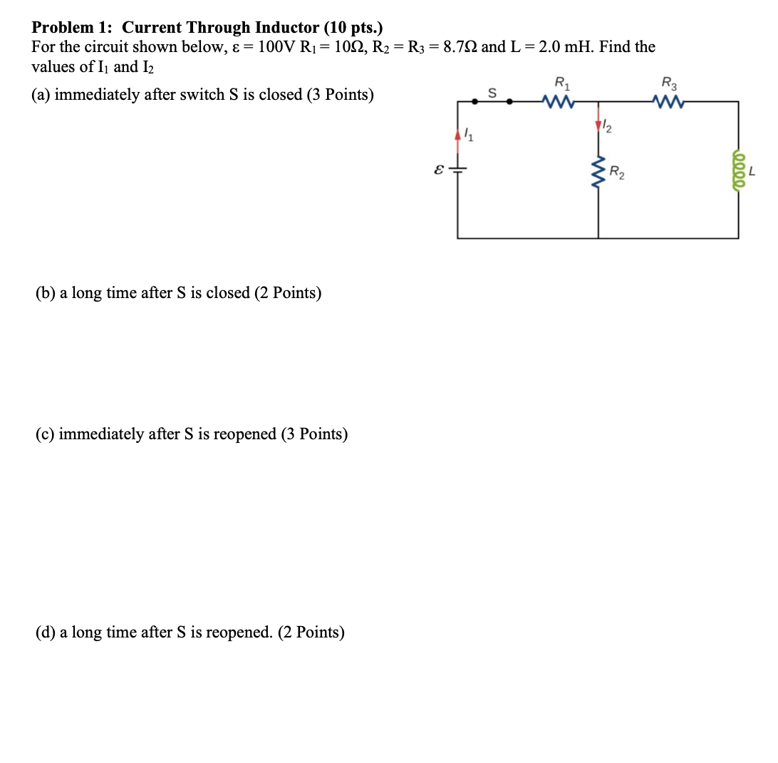 Solved Problem 1 Current Through Inductor 10 Pts For The