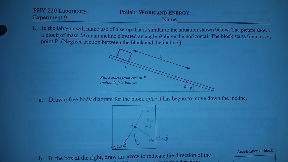 Solved PHY 220 Laboratory Experiment 9 Prelab: WORK AND | Chegg.com
