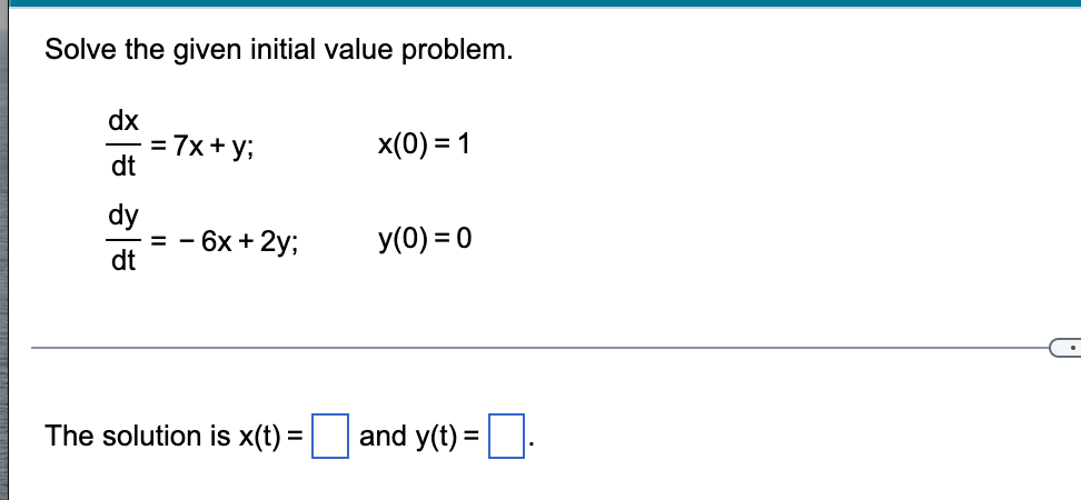 Solved Solve the given initial value problem. | Chegg.com
