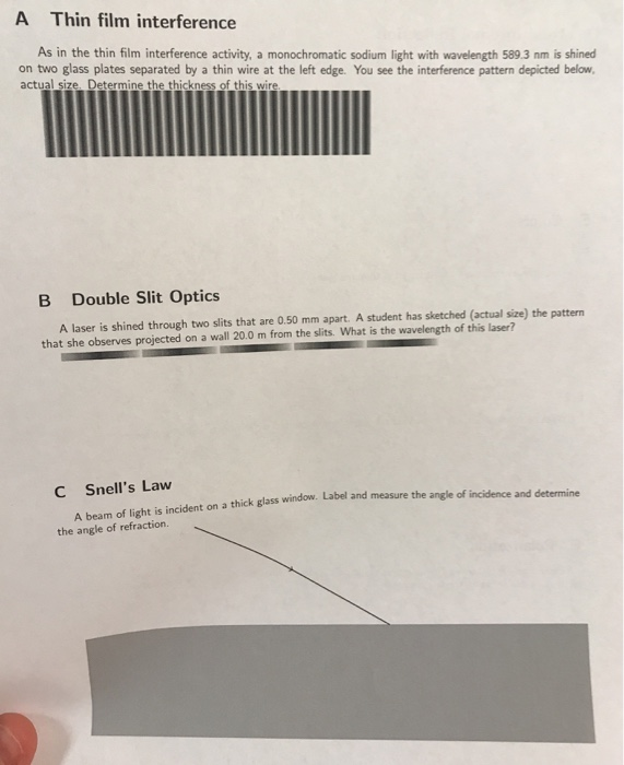 Solved A Thin film interference As in the thin film | Chegg.com