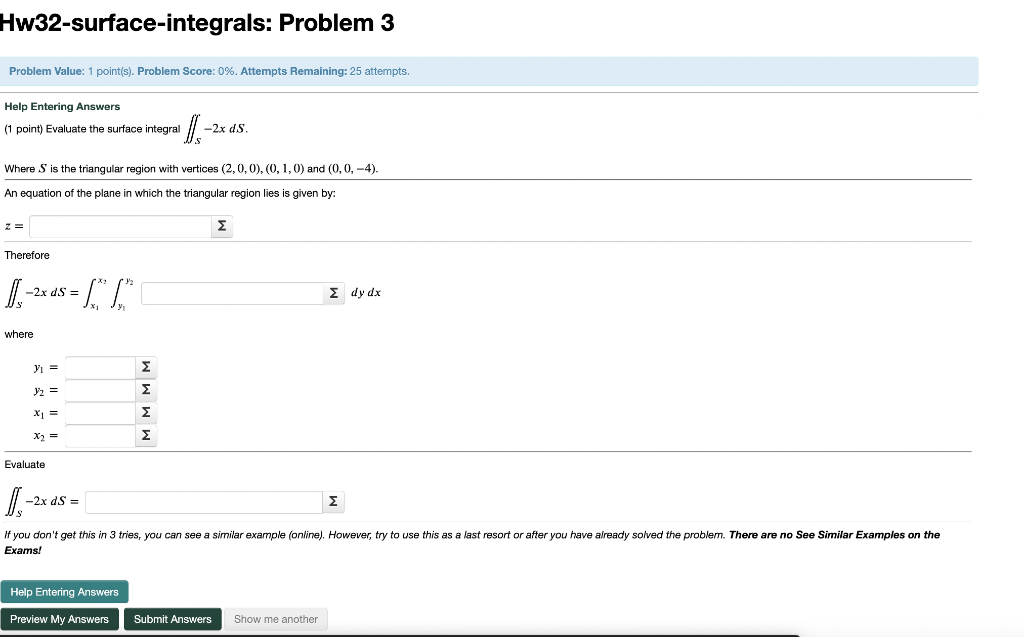 Solved Hw32-surface-integrals: Problem 3 Problem Value: 1 | Chegg.com
