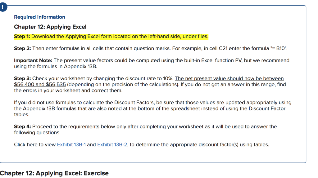 Solved Chapter 12: Applying Excel Data Example E Cost of | Chegg.com