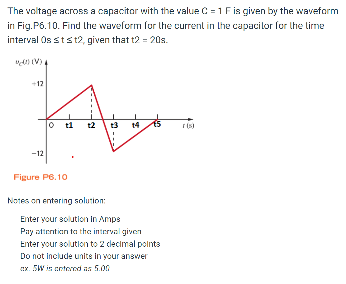 Solved The voltage across a capacitor with the value C=1F | Chegg.com