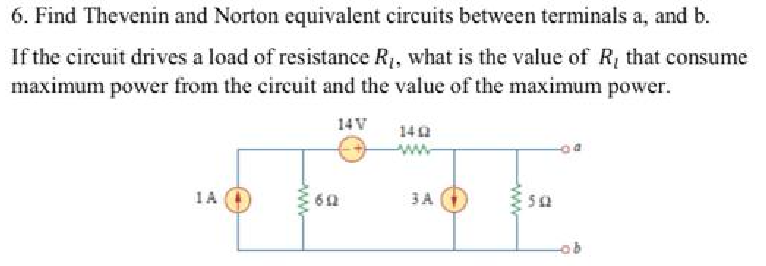Solved 6. Find Thevenin and Norton equivalent circuits | Chegg.com