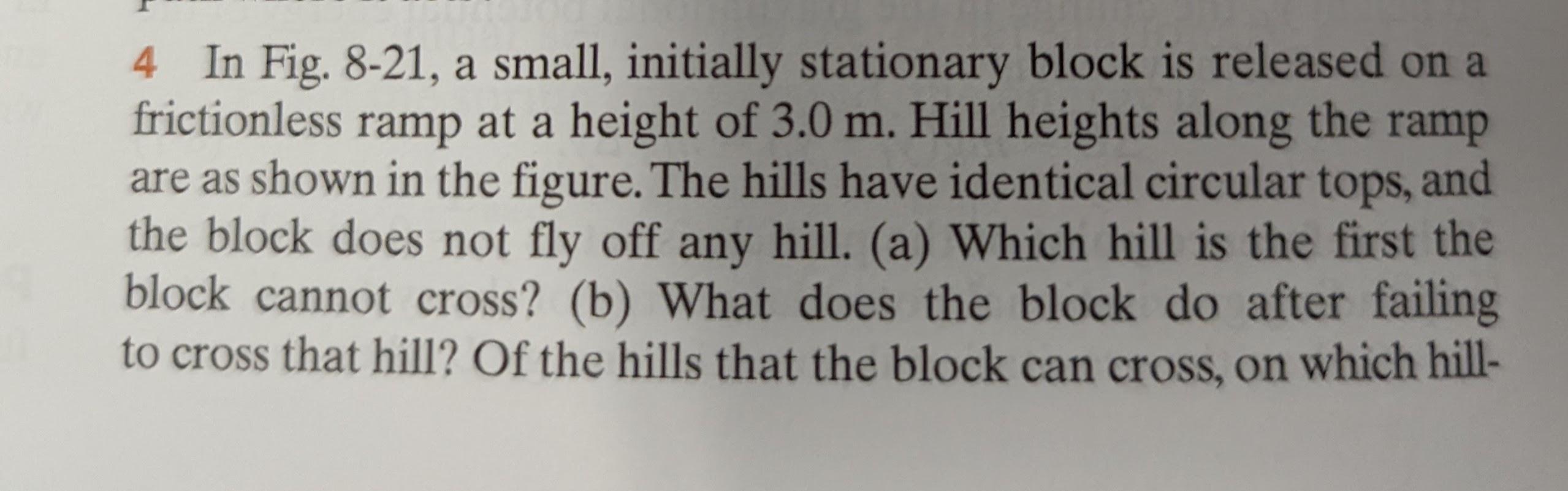 Solved 4 In Fig. 8-21, a small, initially stationary block | Chegg.com