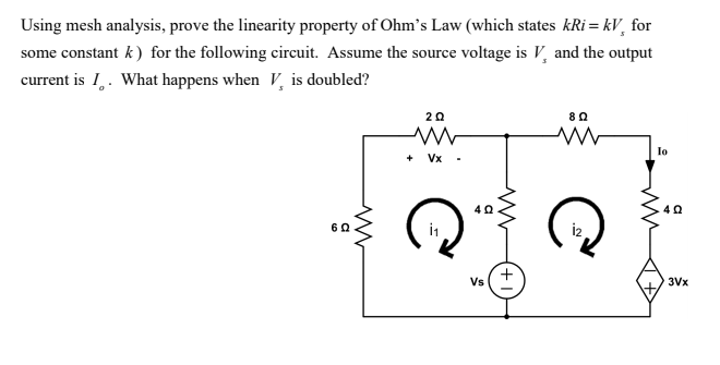 Solved Using mesh analysis, prove the linearity property of | Chegg.com