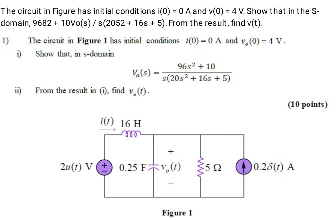 Solved helpThe circuit in Figure has initial conditions | Chegg.com