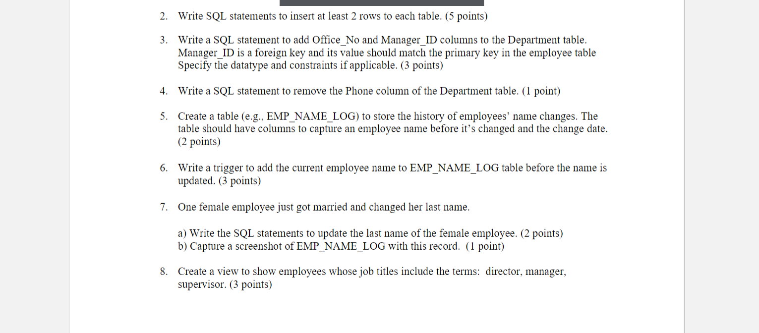 I want help with 3rd question. How to update or | Chegg.com