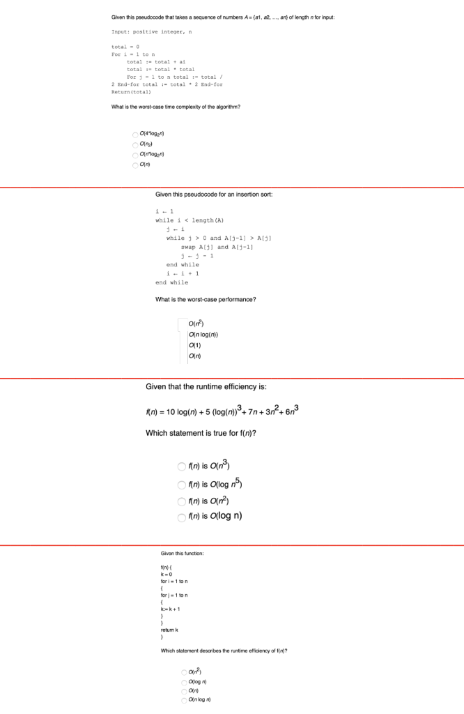 Solved Given this pseudocode that takes a sequence of | Chegg.com