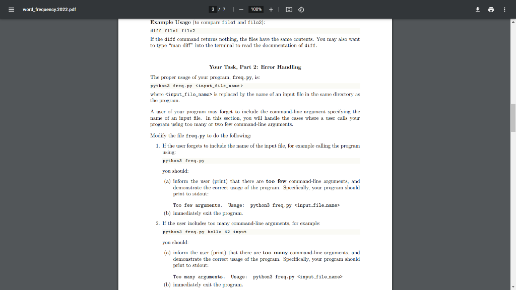 Solved Word Frequency In this assignment, you will perform | Chegg.com