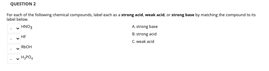 Solved QUESTION 2 V For each of the following chemical | Chegg.com